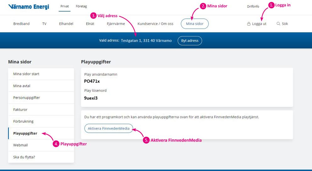 Aktivera FinnvedenMedia Playkonto - Värnamo Energi