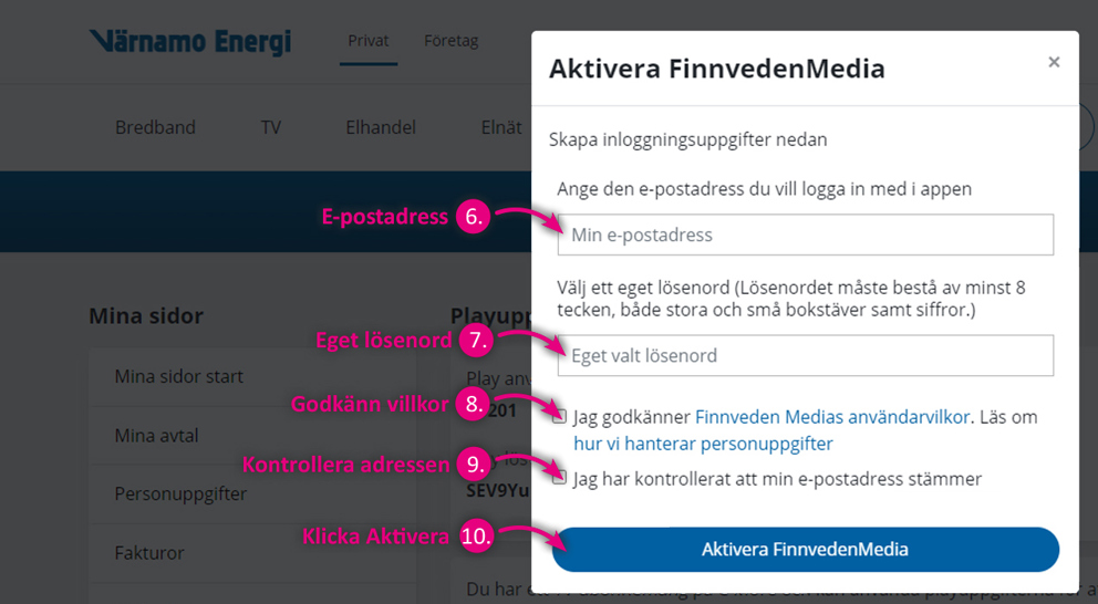Aktivera FinnvedenMedia Playkonto - Värnamo Energi